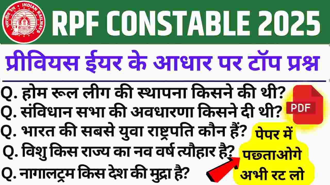 RPF Constable 2025 Mock Test SET For CBT » GhantaJob.Com